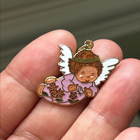Vintage | Jewelry | Vintage Enamel Baby Angel Charm Pendant | Poshmark
